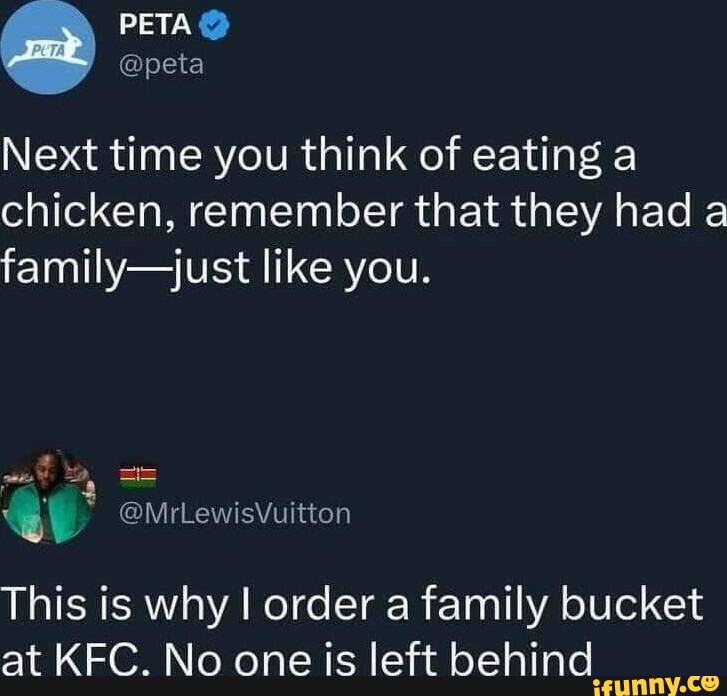 PETA @ @peta Next time you think of eating a chicken, remember that ...
