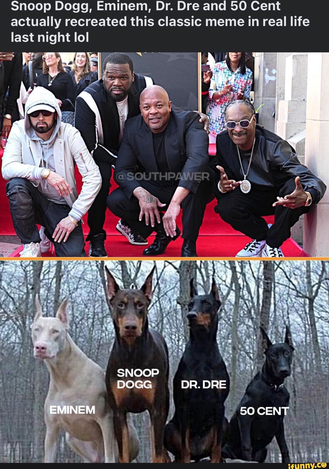 Snoop Dogg, Eminem, Dr. Dre and 50 Cent actually recreated this classic meme in real life last ...