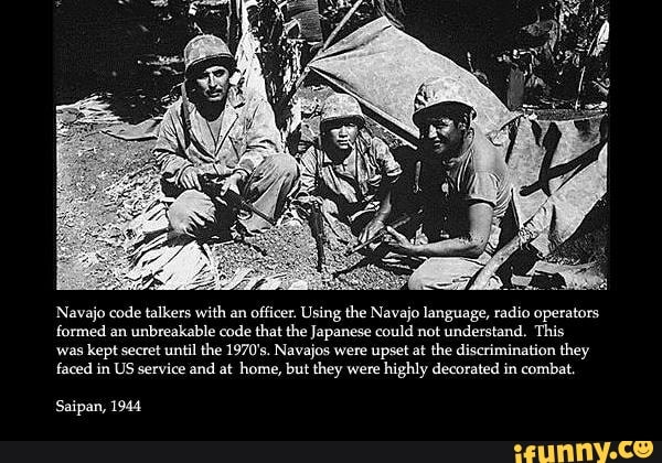 Navajo code talkers with an officer. Using the Navajo language, radio ...