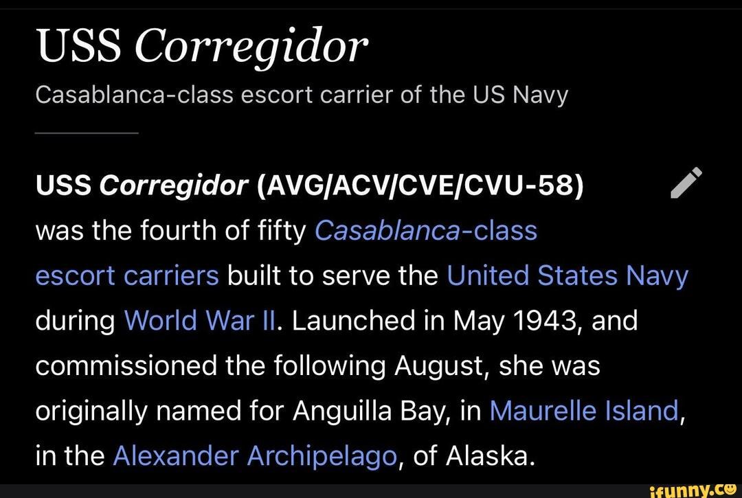USS Corregidor Casablanca-class escort carrier of the US Navy USS ...