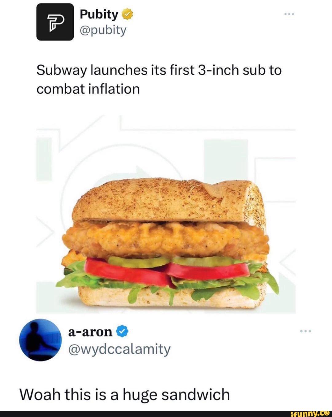 Pubity @pubity Subway launches its first 3-inch sub to combat inflation ...