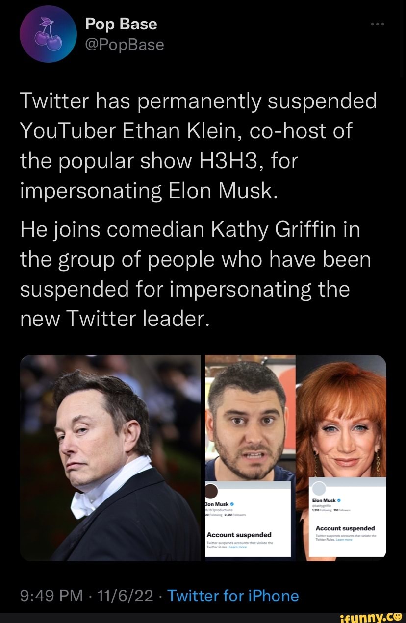 Pop Base @PopBase Twitter has permanently suspended YouTuber Ethan ...