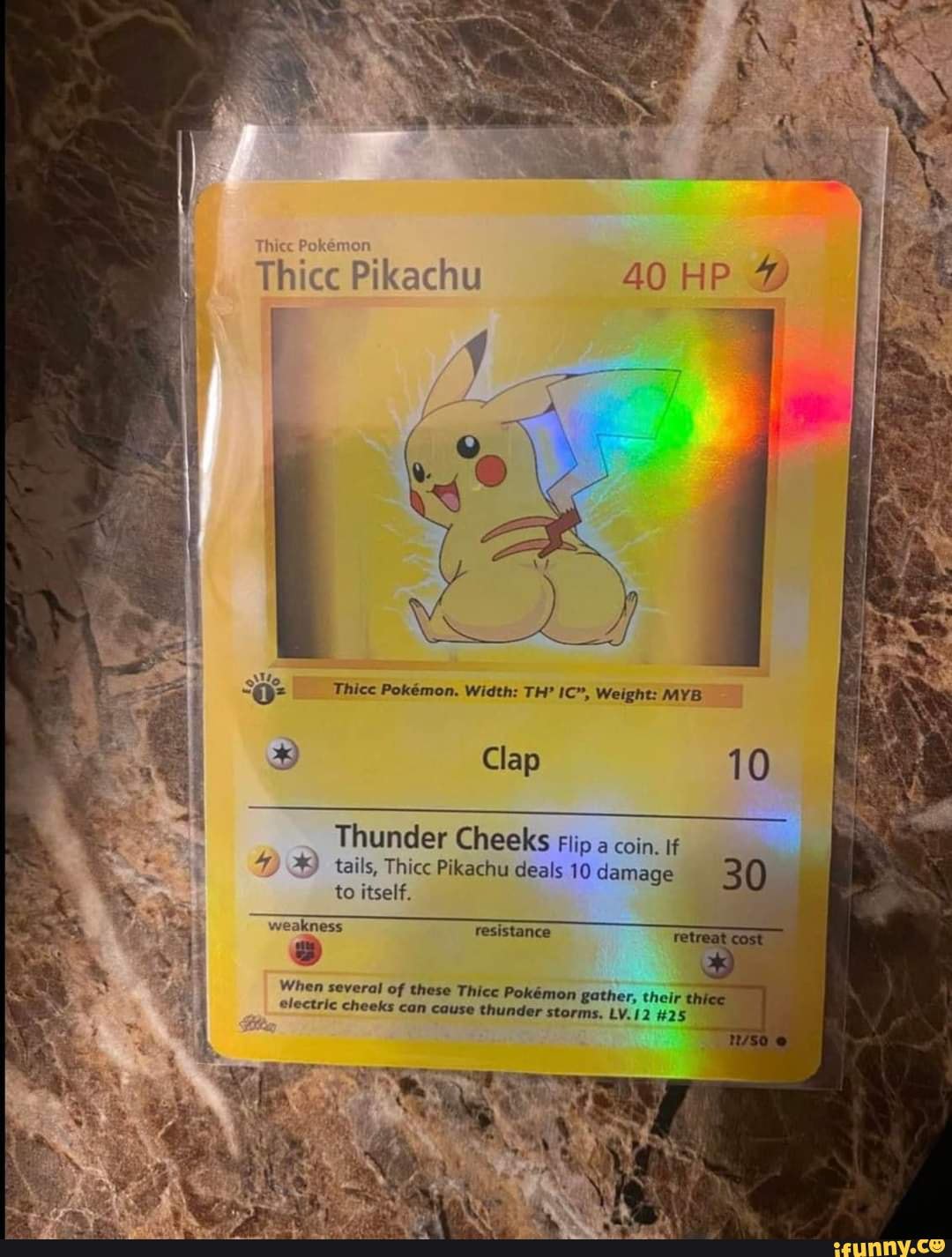 Thicc Pikachu Thice Pokemon. Width: TH' IC", Weight: MYB Clap Thunder ...