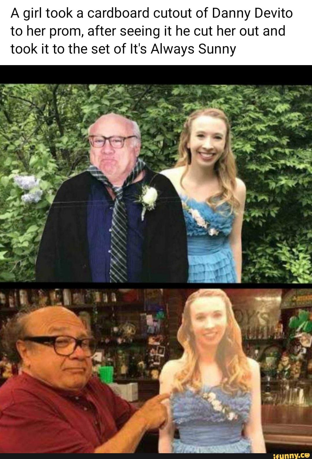 A girl took a cardboard cutout of Danny Devito to her prom, after ...