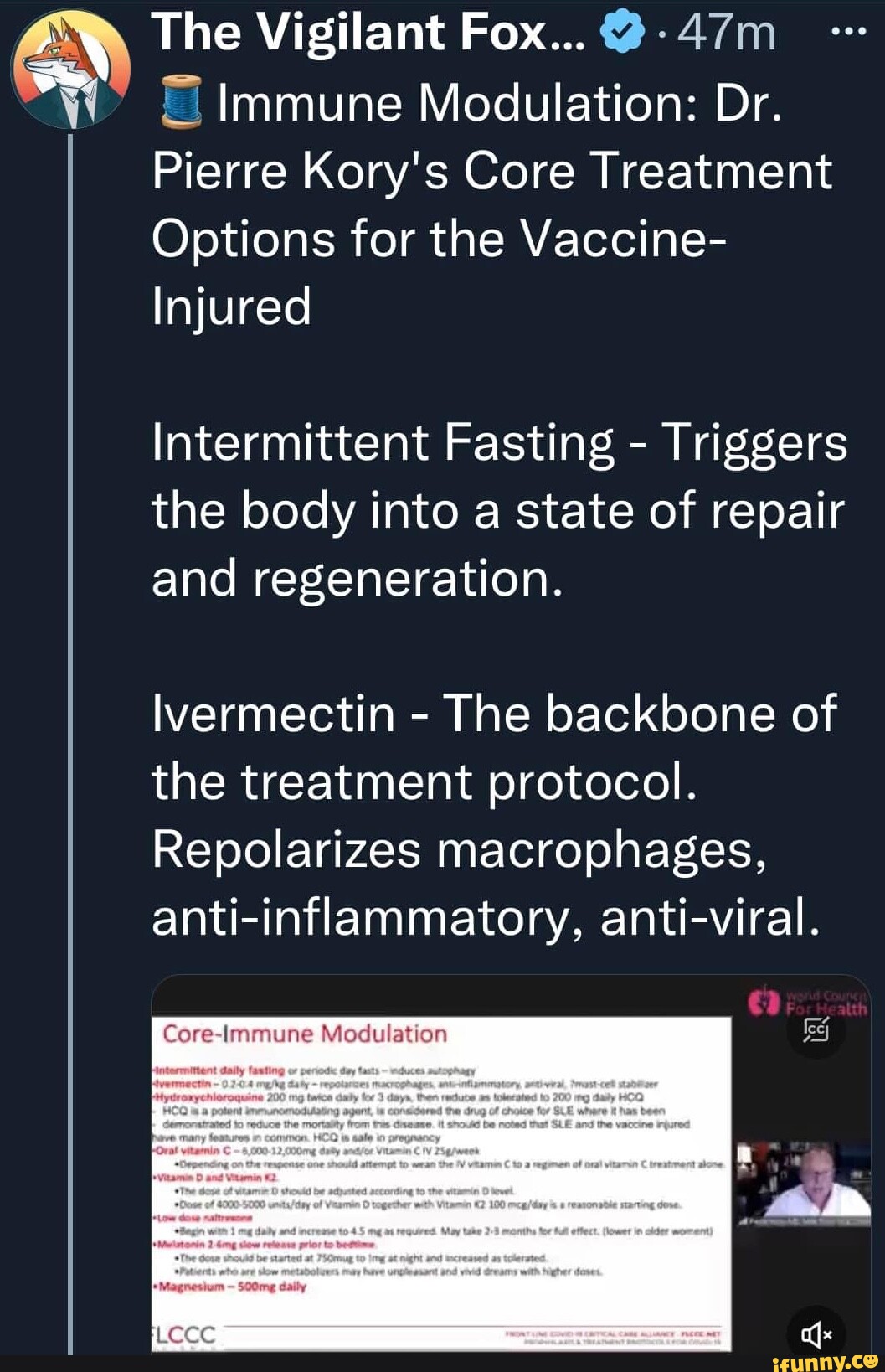 The Vigilant Fox... Immune Modulation: Dr. Pierre Kory's Core Treatment ...