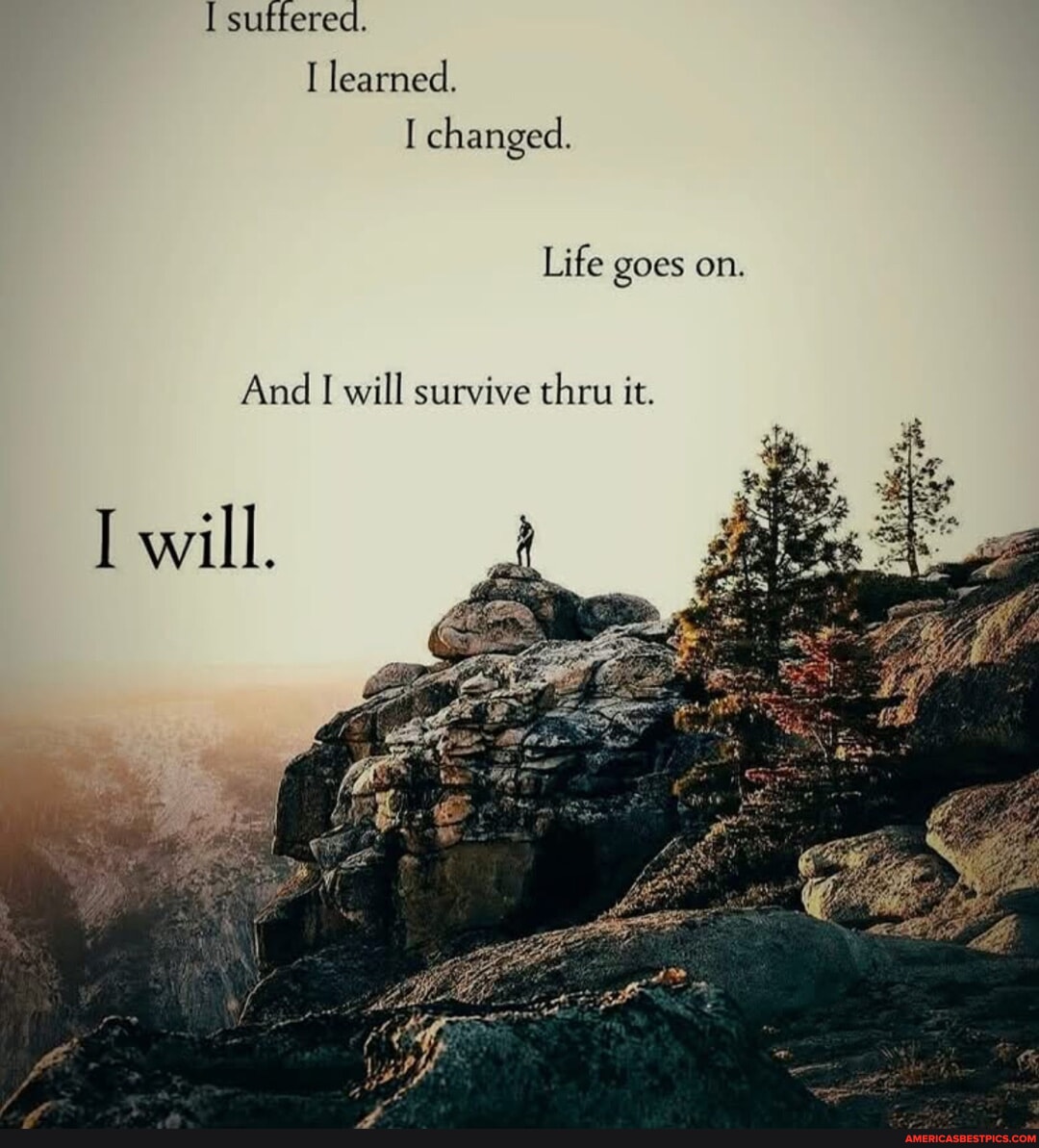 Suttered. I learned. I changed. Life goes on. And I will survive thru ...