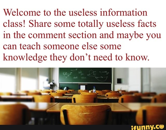Welcome to the useless information class! Share some totally useless ...