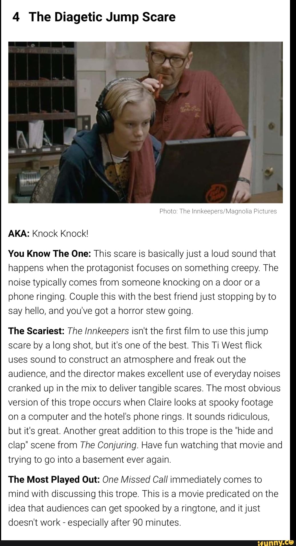 4 The Diagetic Jump Scare Photo: The Pictures AKA: Knock Knock! You ...