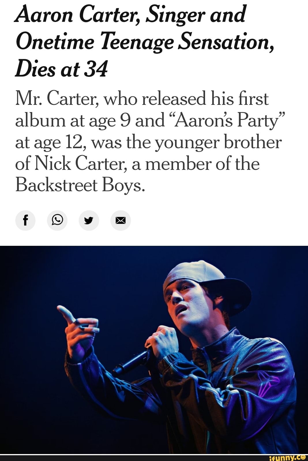 Aaron Carter, Singer and Onetime Teenage Sensation, Dies at 34 Mr ...
