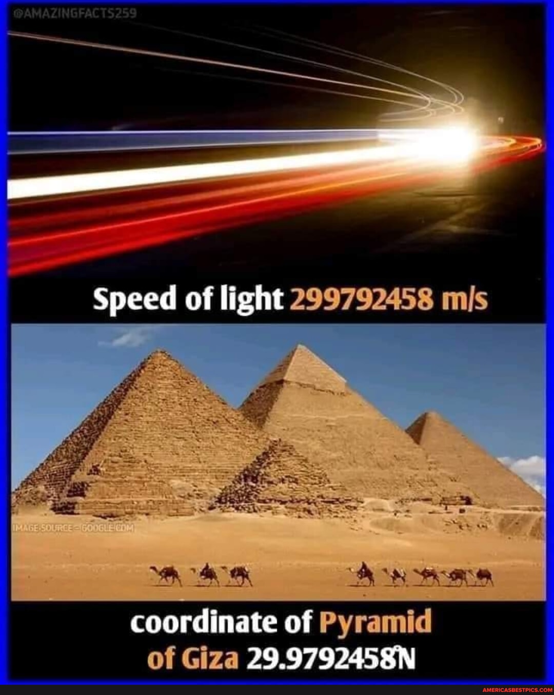 Speed of light 299792458 mis ge coordinate of Pyramid of Giza 29 ...