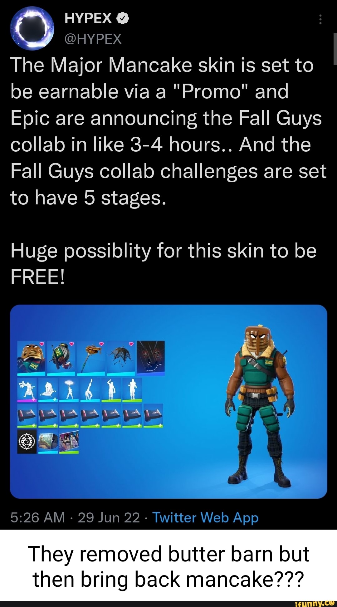 HYPEX @HYPEX The Major Mancake skin is set to be earnable via a "Promo ...