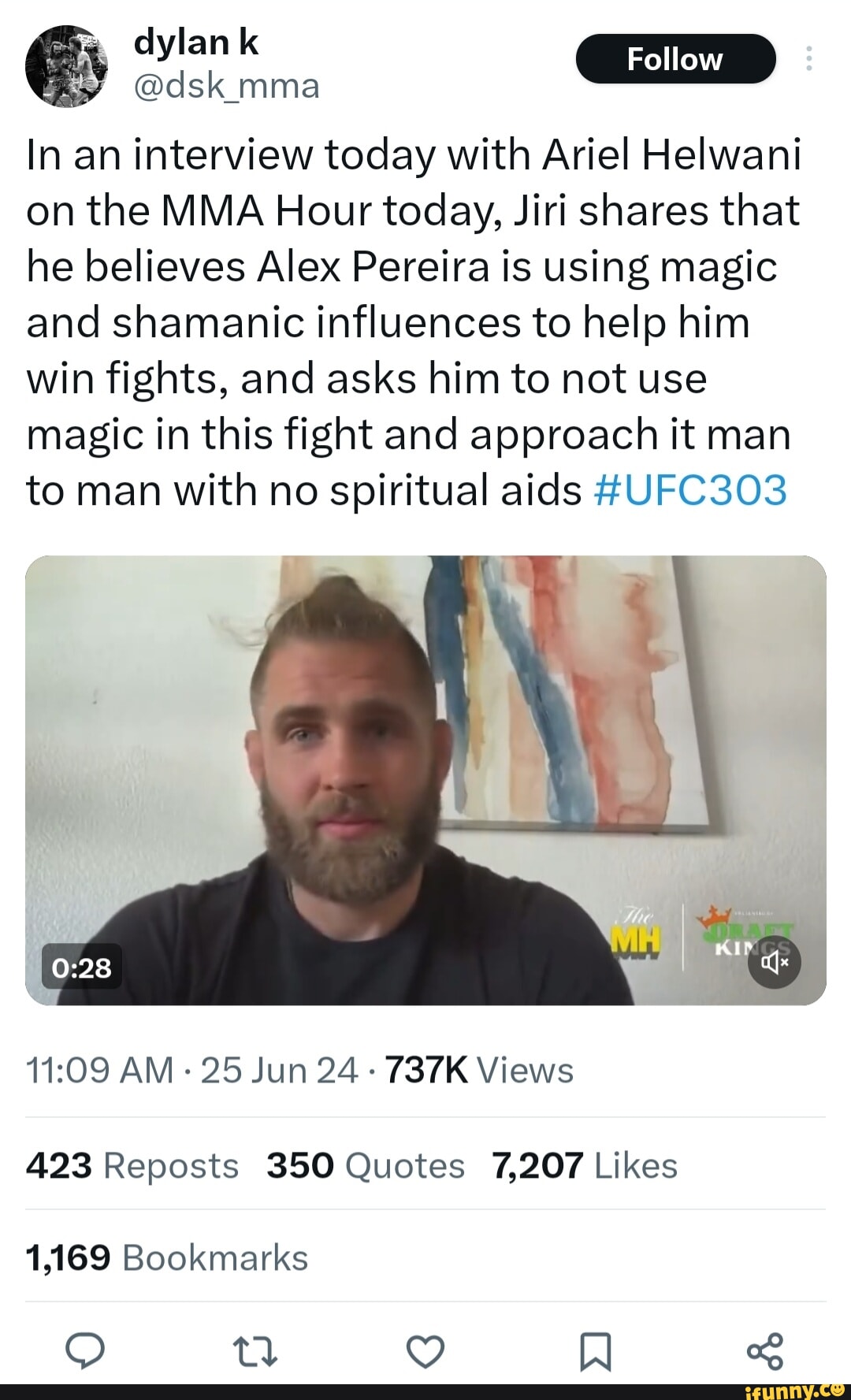 Follow @dsk mma In an interview today with Ariel Helwani on the MMA ...