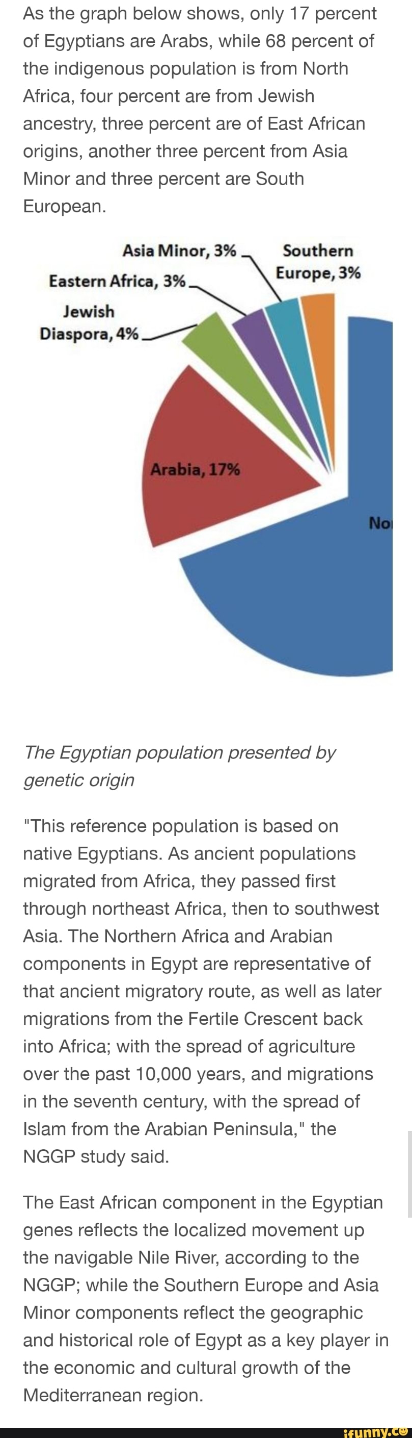 As the graph below shows, only 17 percent of Egyptians are Arabs, while ...