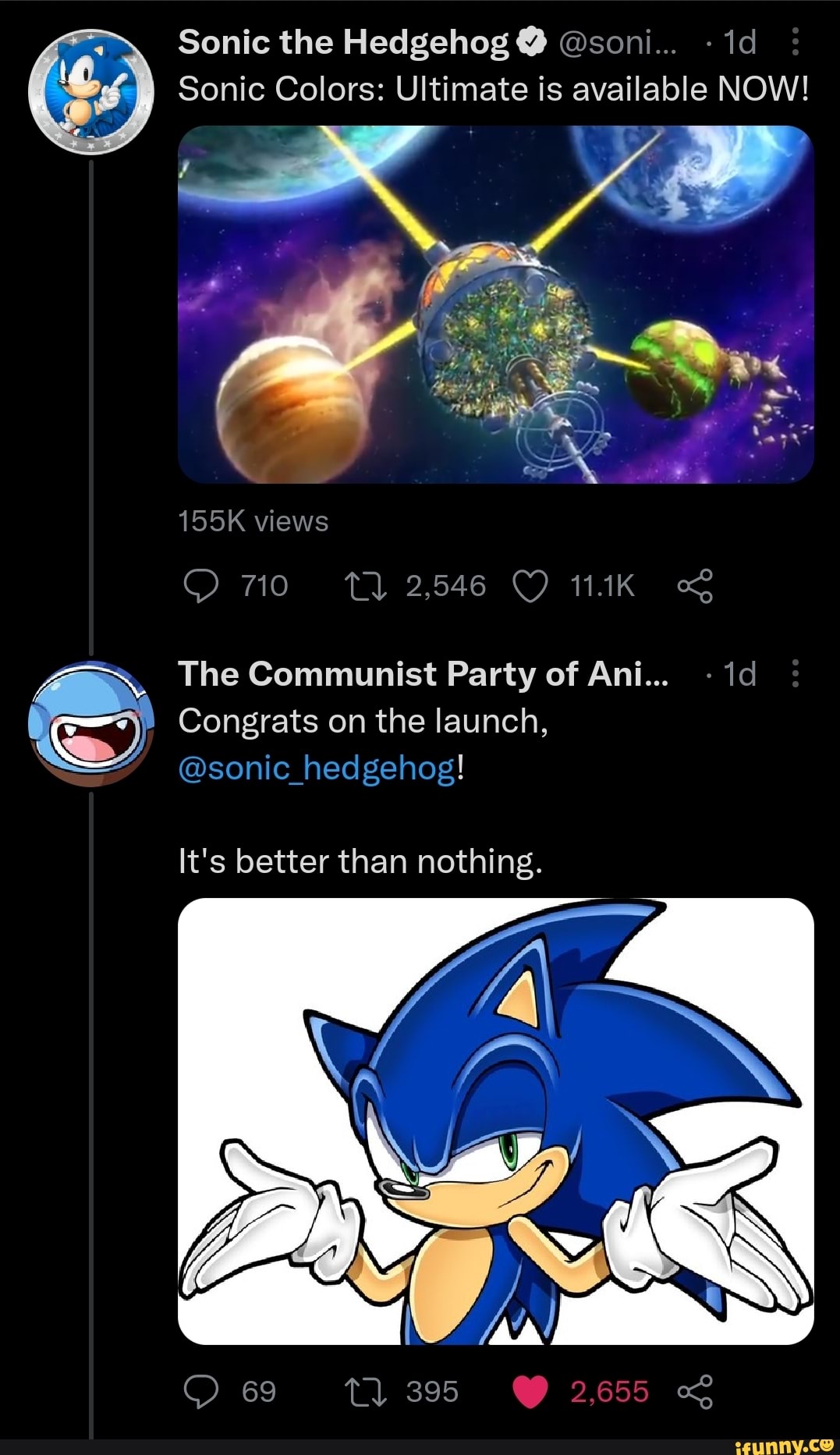 Sonic the Hedgehog @ @soni... id Sonic Colors: Ultimate is available ...