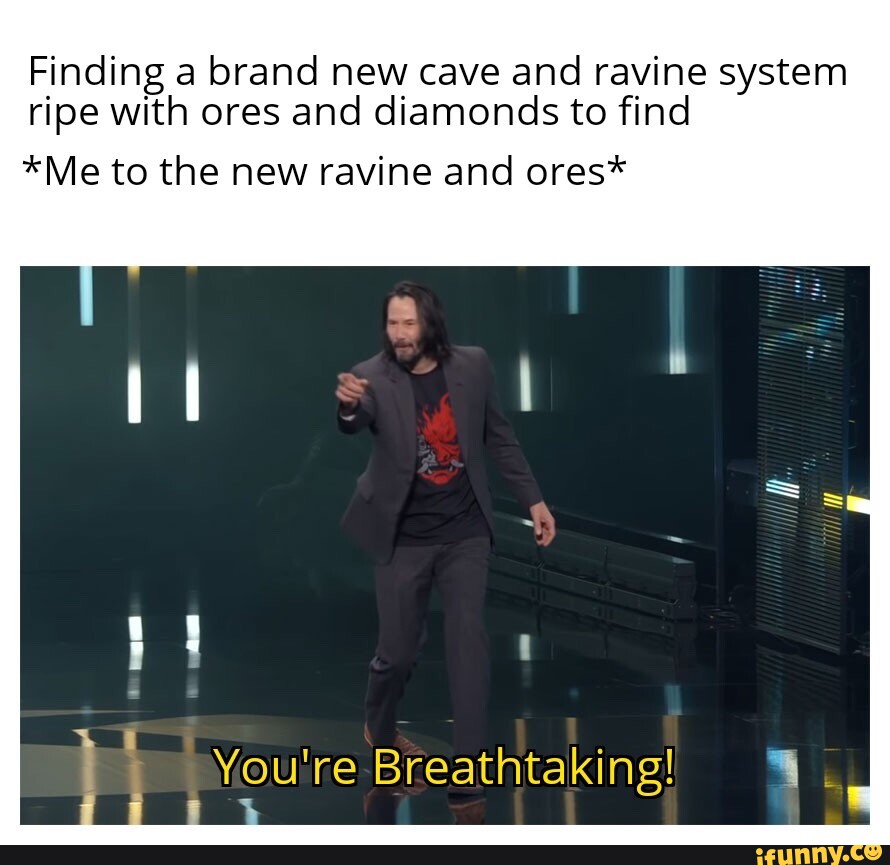 Finding a brand new cave and ravine system ripe with ores and diamonds ...