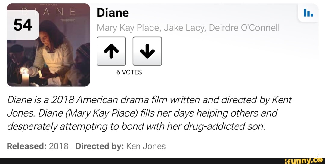 Diane Mary Kay Place, Jake Lacy, Deirdre O'Connell 6 VOTES Diane is a ...