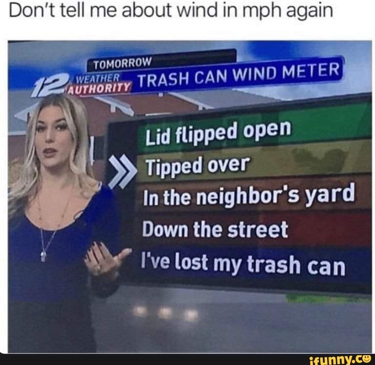 Don't tell me about wind in mph again I TRASH CAN WIN NO METER) Lid ...