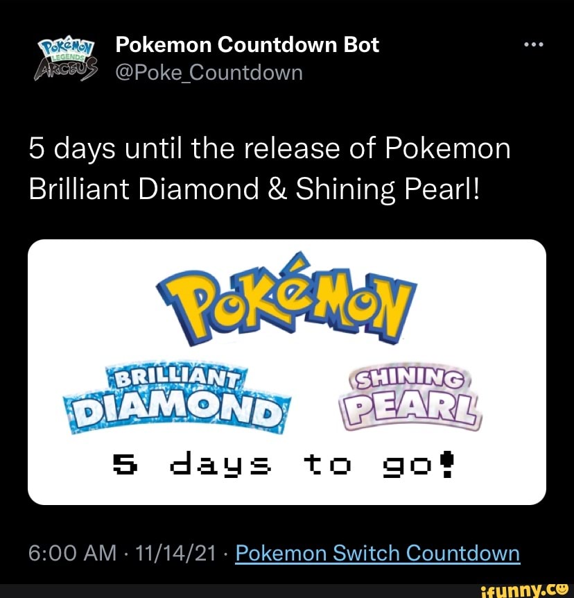 Pokemon Countdown Bot @Poke Countdown 5 days until the release of ...