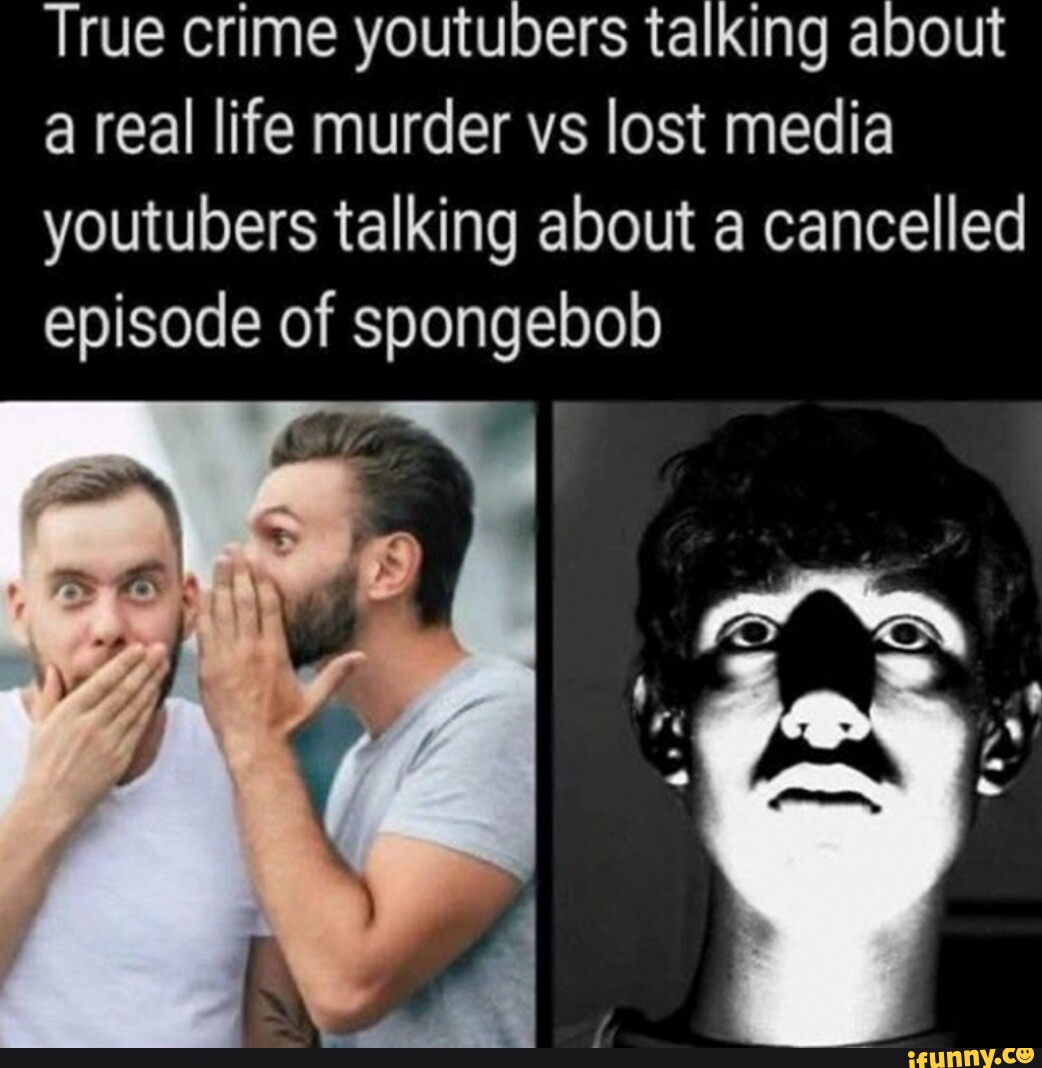 True crime youtubers talking about a real life murder vs lost media ...