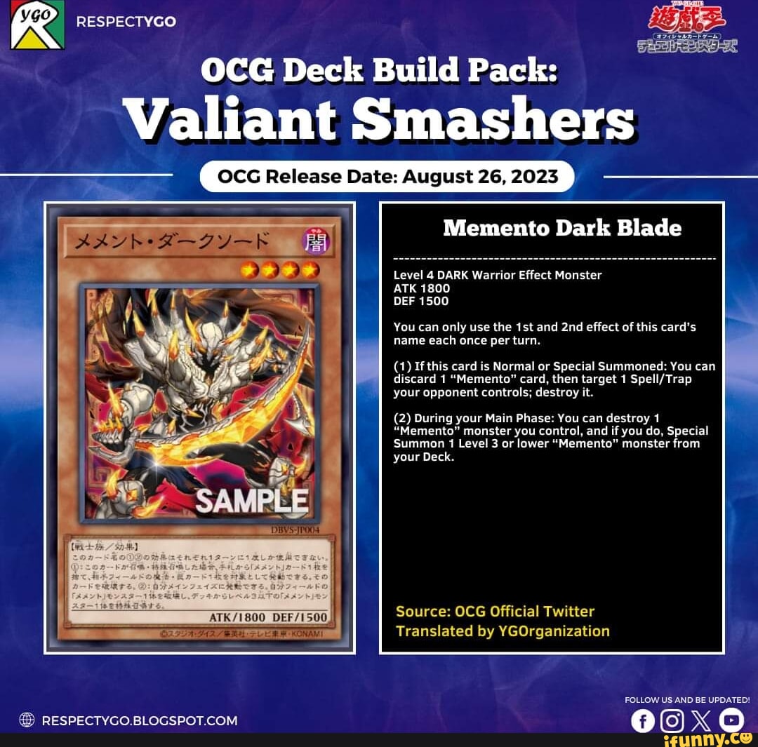 VAN RESPECTYGO OCG Deck Build Pack: Valiant Smashers Memento Dark Blade ...