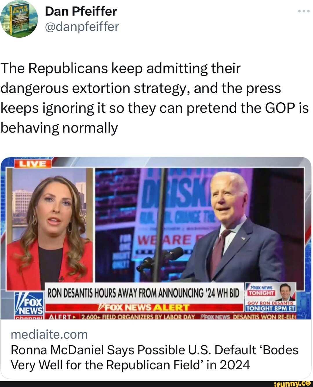 Dan Pfeiffer @danpfeiffer The Republicans keep admitting their ...