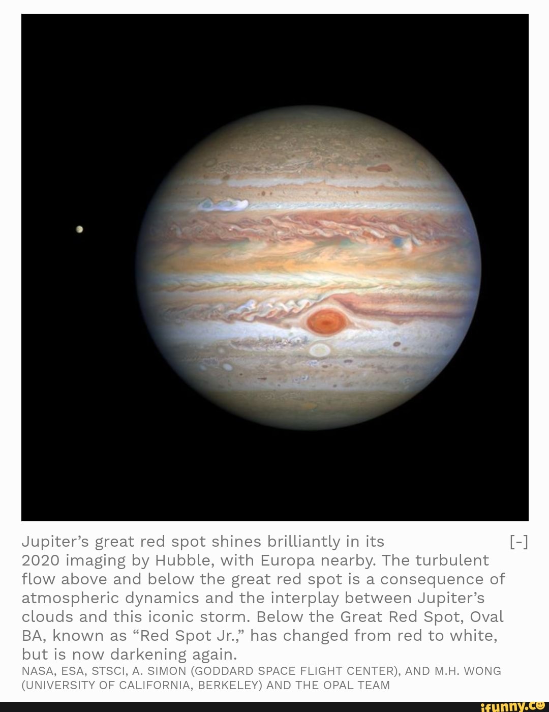 Jupiter's great red spot shines brilliantly in its 2020 imaging by ...
