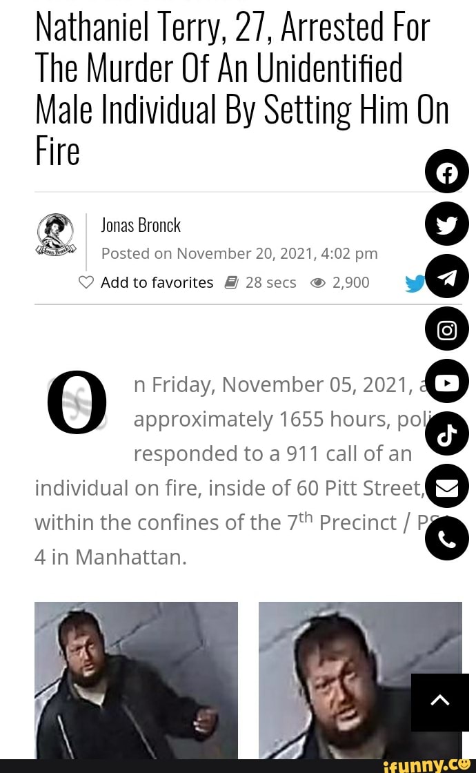 Nathaniel Terry, 27, Arrested For The Murder Of An Unidentified Male ...