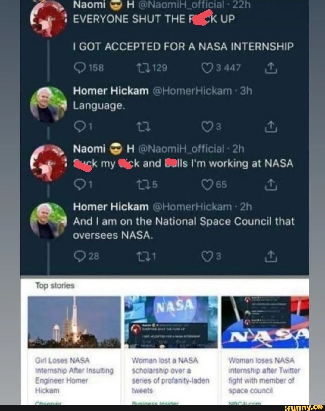 Naomi H EVERYONE SHUT THE UP I GOT ACCEPTED FOR A NASA INTERNSHIP Homer ...
