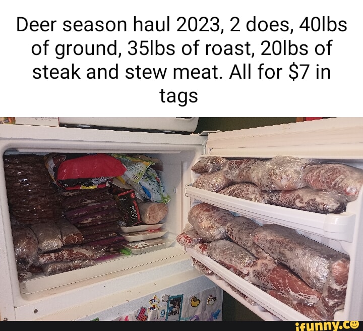 Deer season haul 2023, 2 does, 40lbs of ground, 35lbs of roast, 20lbs ...