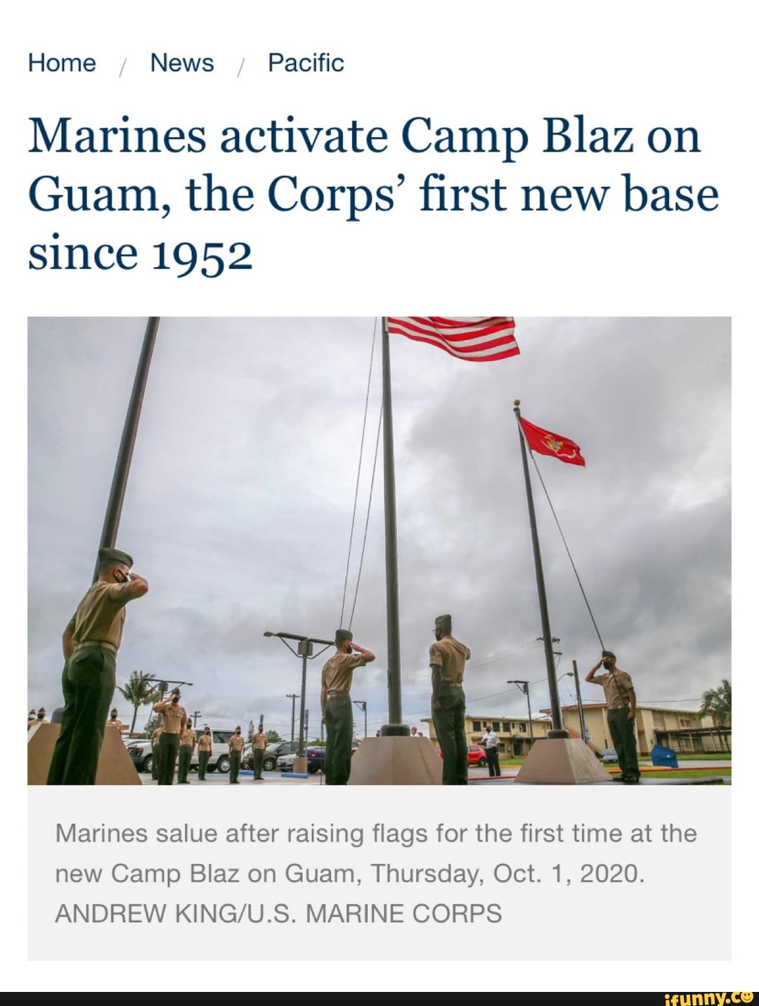 Home News Pacific Marines activate Camp Blaz on Guam, the Corps' first ...