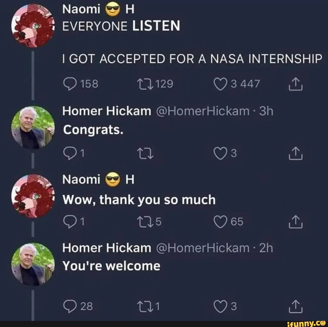 Naomi & H EVERYONE LISTEN I GOT ACCEPTED FOR A NASA INTERNSHIP 158 ...