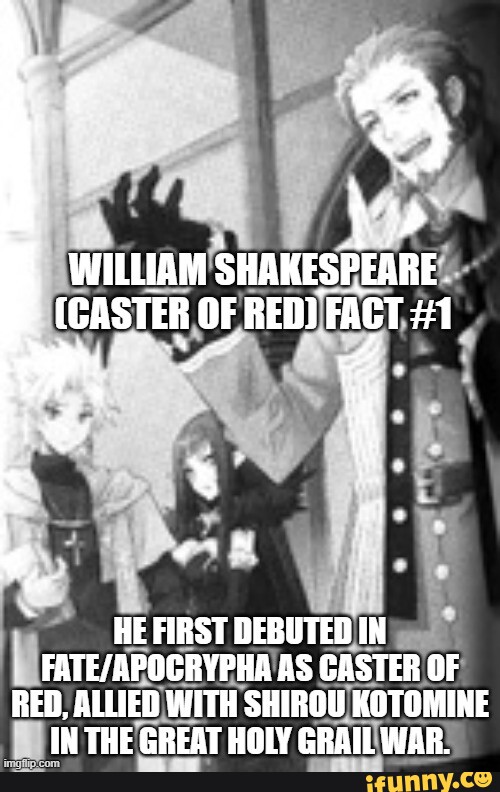 He first debuted in Fate/Apocrypha as Caster of Red, allied with Shirou ...