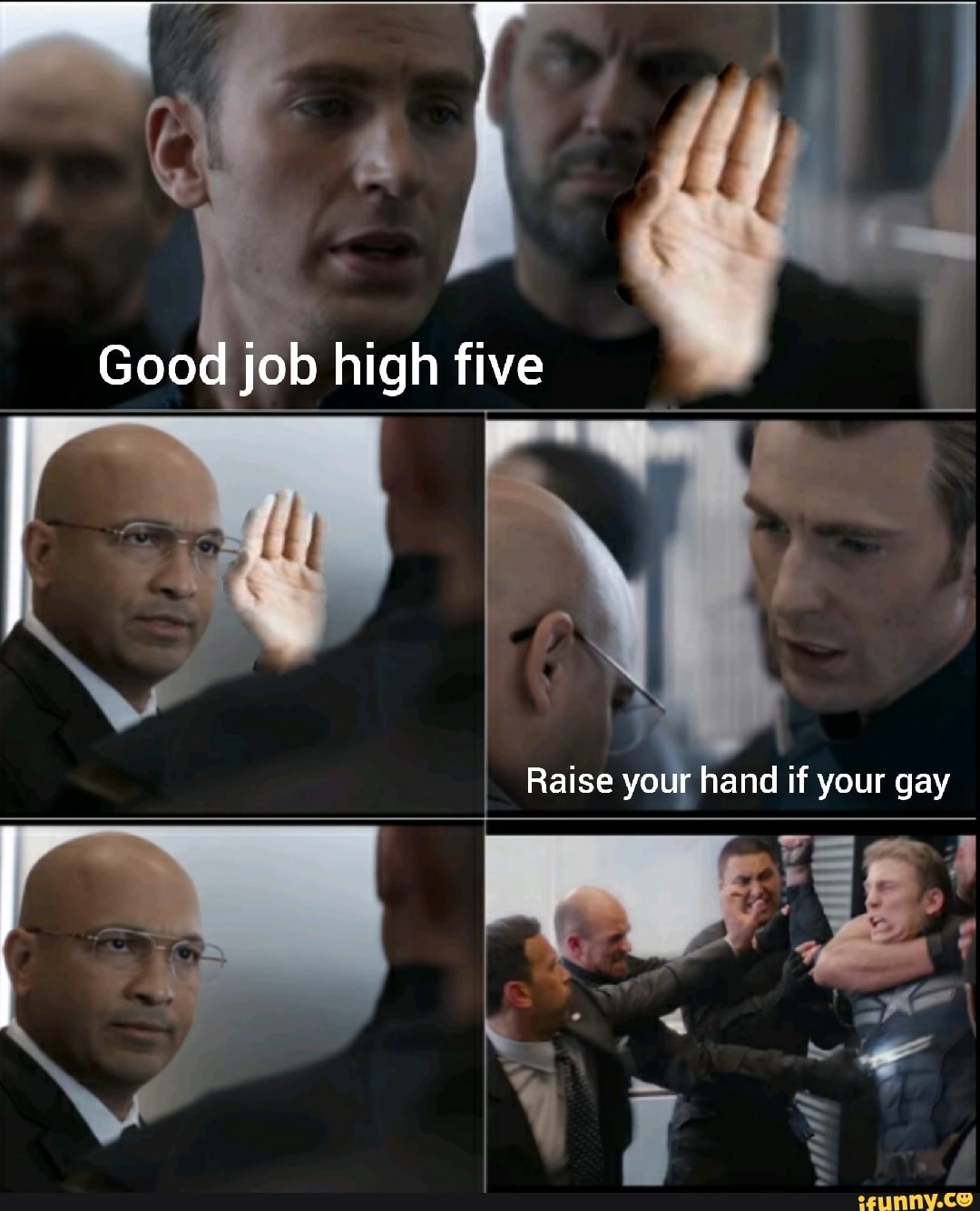 Good job high five Raise your hand if your gay - iFunny