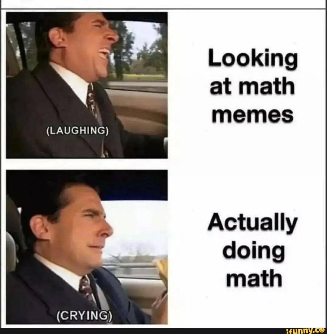 Looking at math memes (LAUGHING) Actually doing math (CRYING) - iFunny