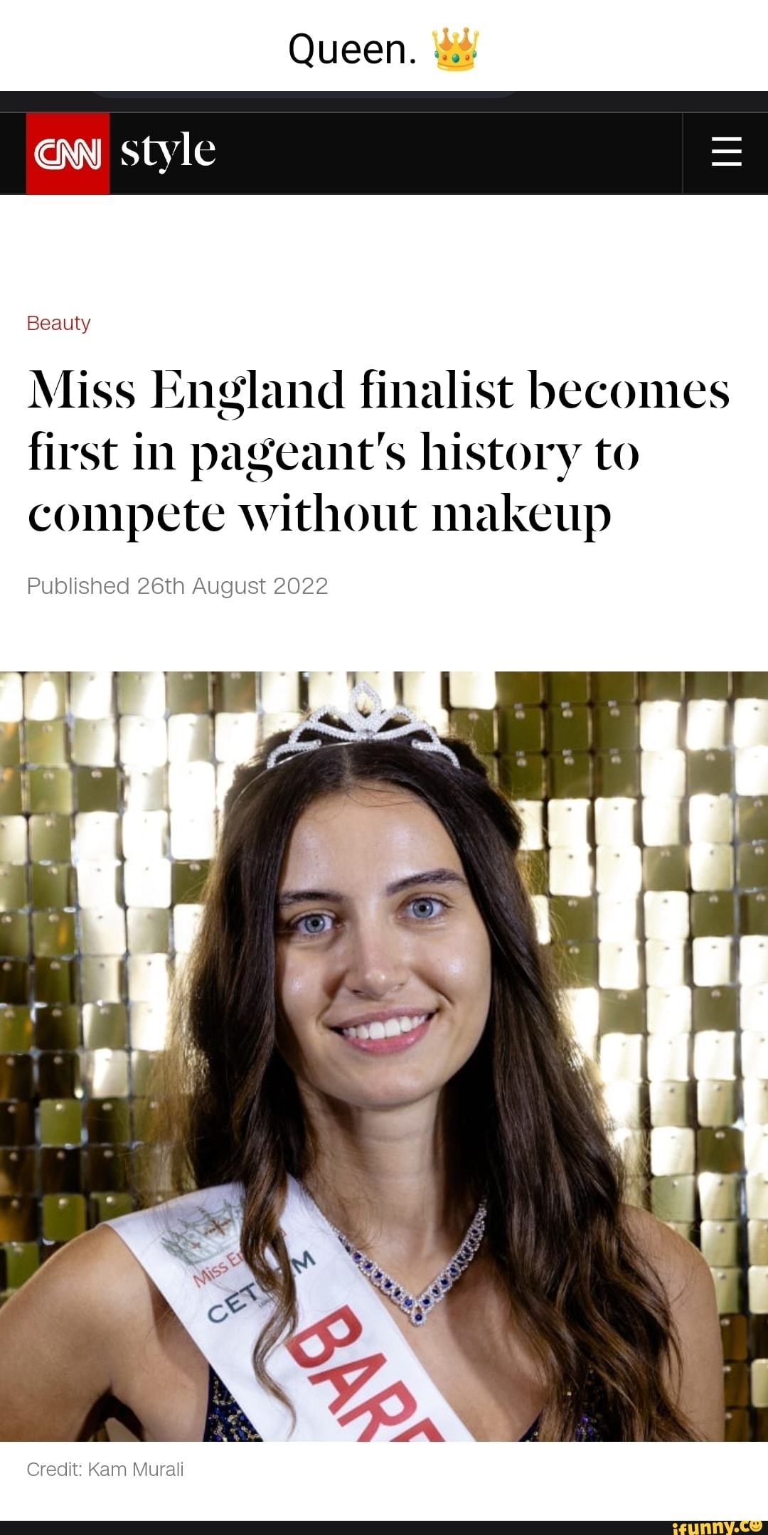 Queen. CW) Style Beauty Miss England finalist becomes first in pageant ...