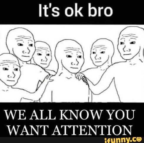 It's ok bro WE ALL KNOW YOU WANT ATTENTION - iFunny Brazil