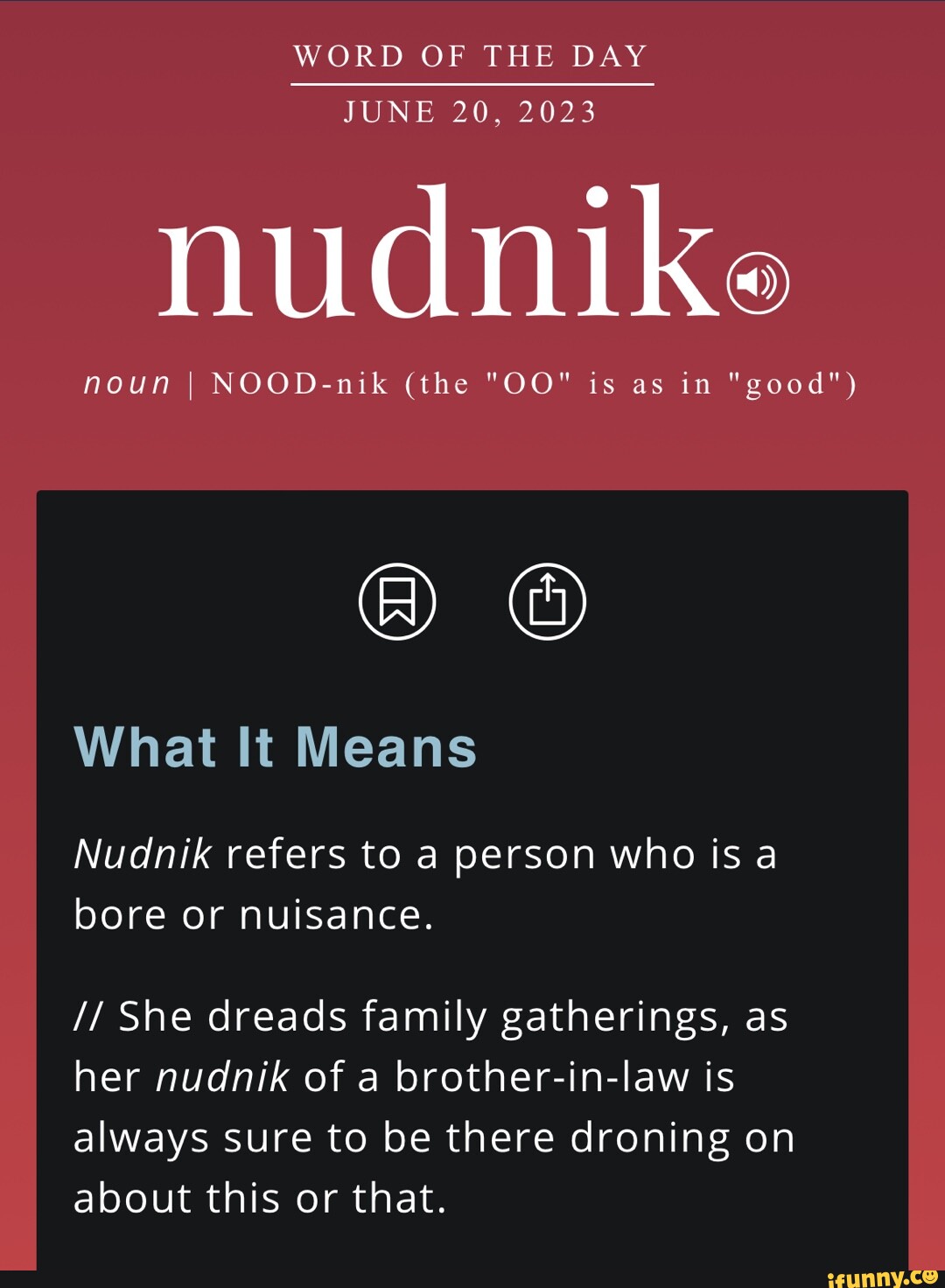 WORD OF THE DAY JUNE 20, 2023 nudnike noun I NOOD-nik (the "OO" is as ...