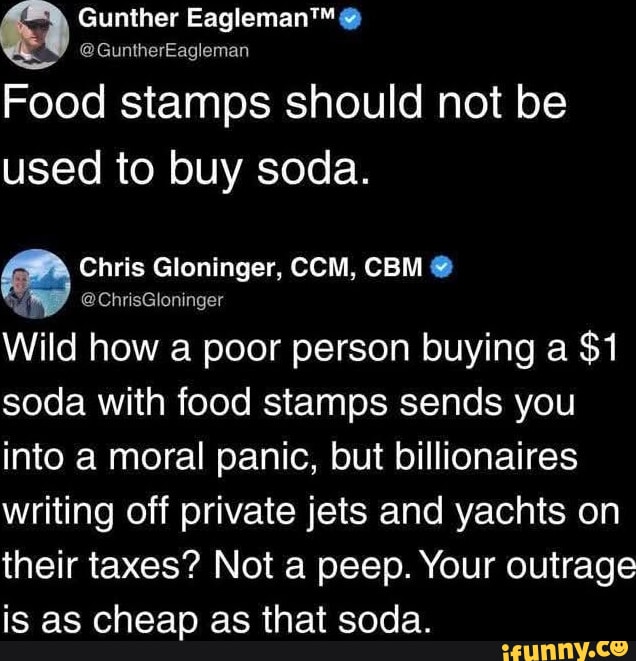 Gunther Food stamps should not be used to buy soda. Chris Gloninger ...