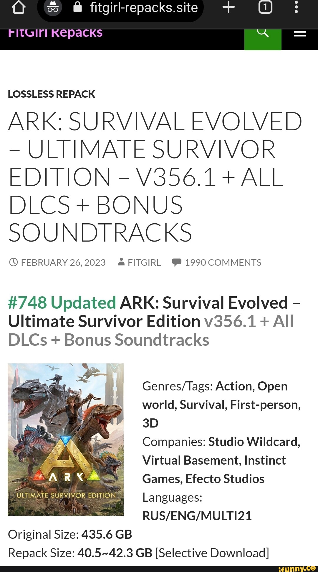 Fitgirl-repacks. site FITGIFI REpacks LOSSLESS REPACK ARK: SURVIVAL ...