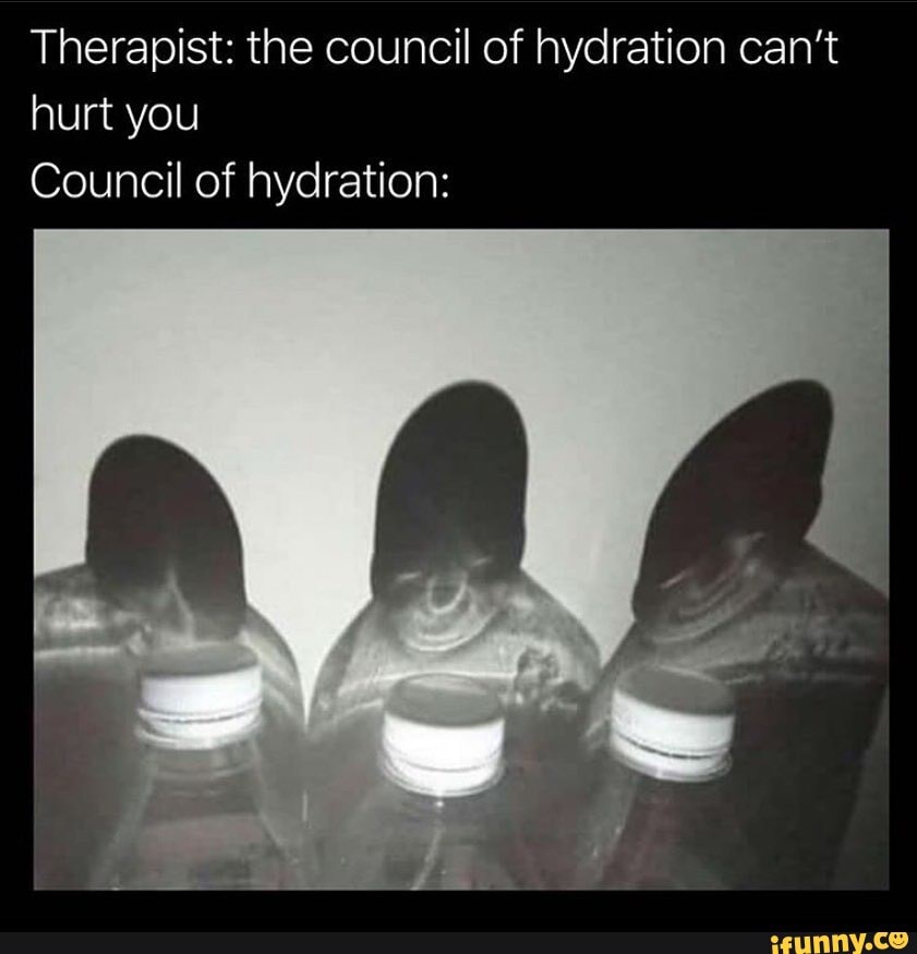 Therapist: the council of hydration cant hurt you - iFunny