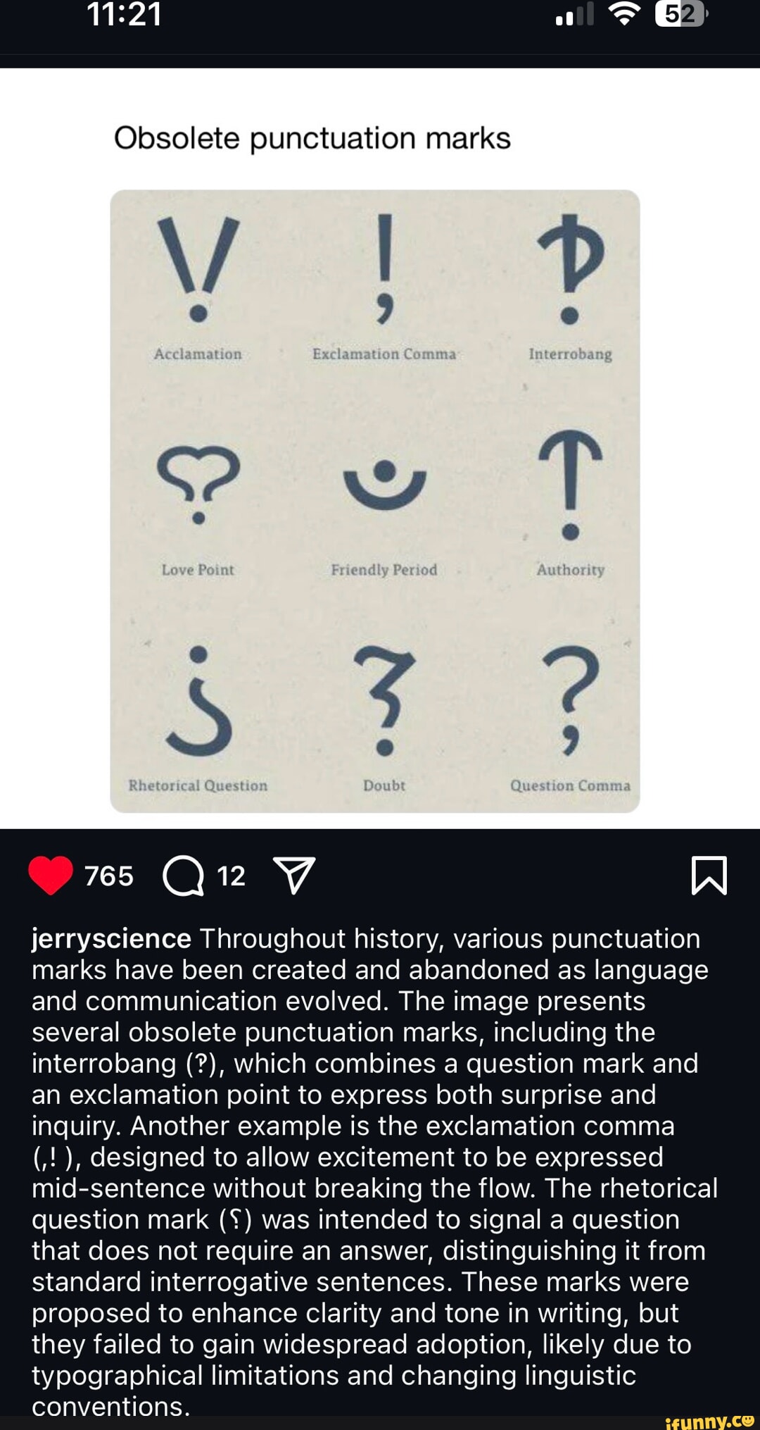 Obsolete punctuation marks Exclamauen Comana cadly Question Question ...