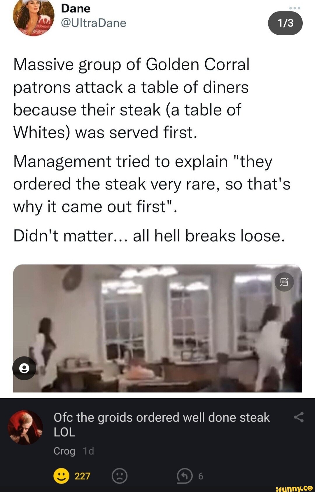 Dane @UltraDane Massive group of Golden Corral patrons attack a table ...