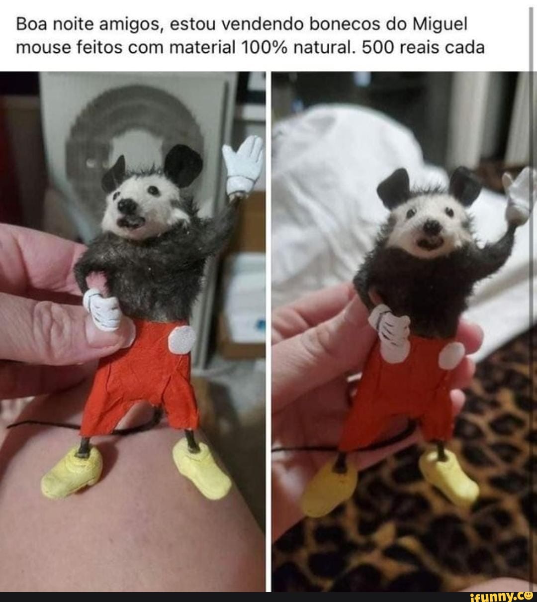 Boa noite amigos, estou vendendo bonecos do Miguel mouse feitos com ...