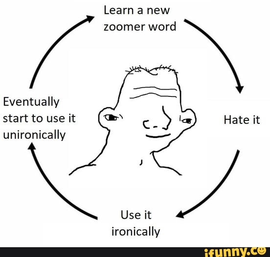 Learn anew zoomer wore) Eventually start to use it unironically Use ...