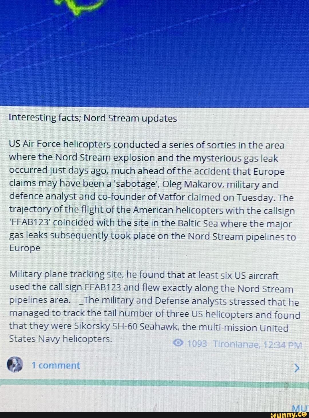 Interesting facts; Nord Stream updates US Air Force helicopters ...