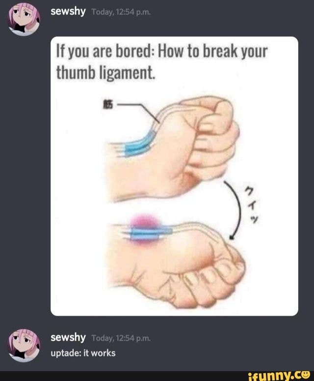 Sewshy If you are bored: How to break your thumb ligament. sewshy ...