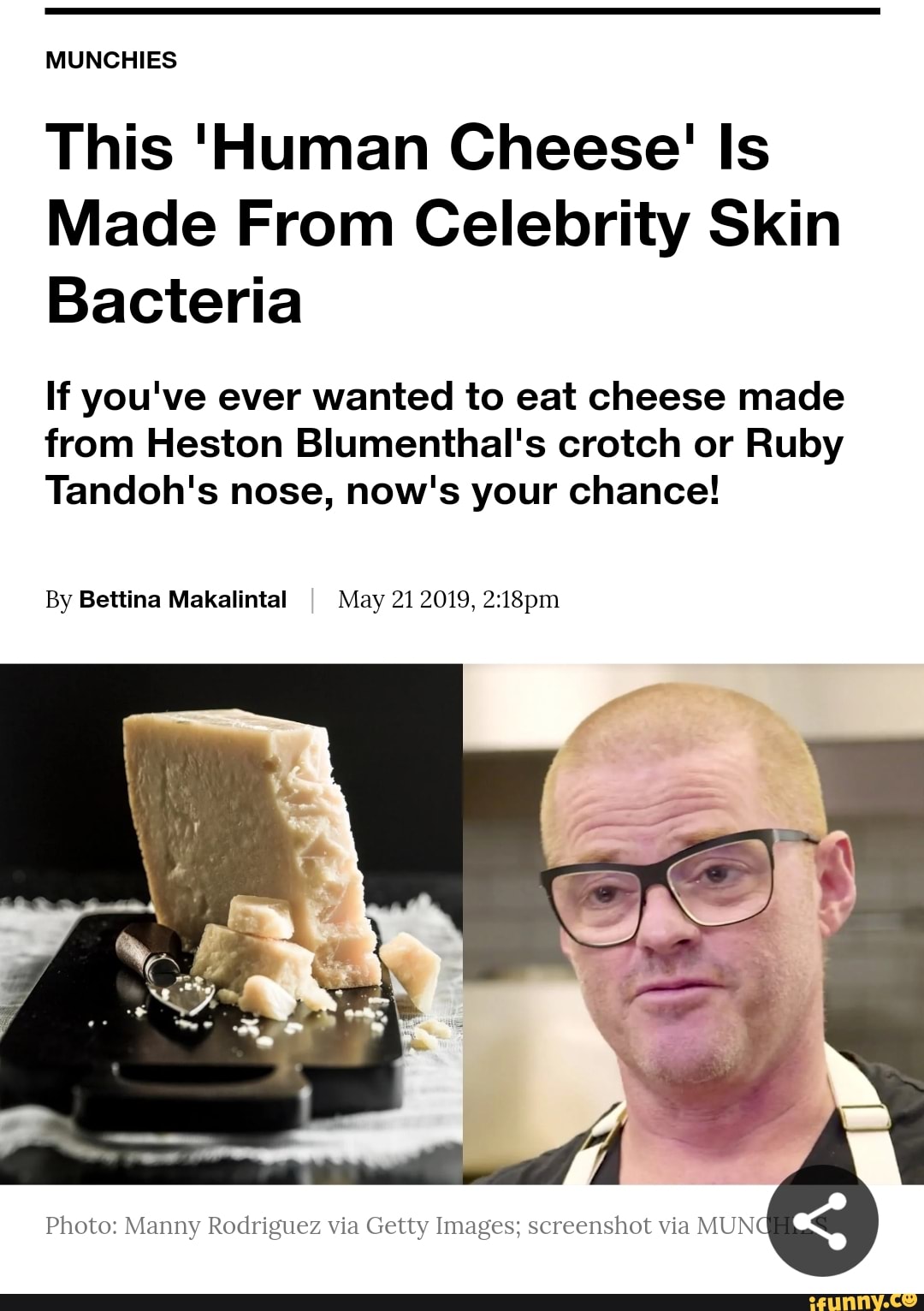 This 'Human Cheese' Is Made From Celebrity Skin Bacteria If you've ever ...