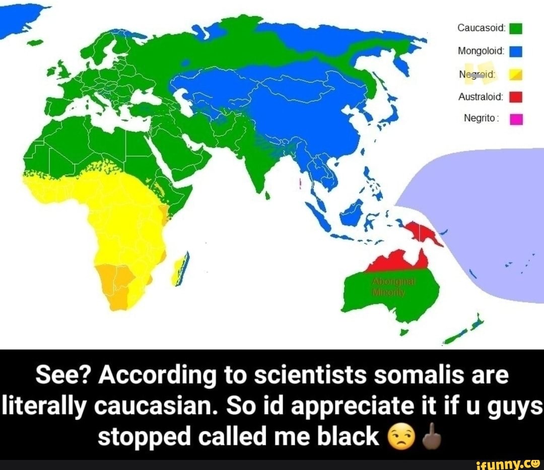 Caucasoid: Mongoloid: Nos Australoid: Negrito: See? According to ...
