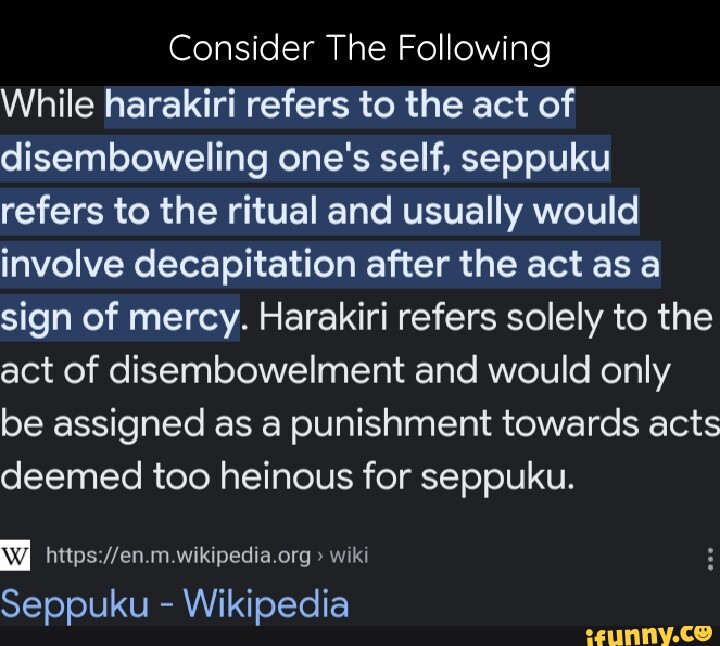 Harakiri memes. Best Collection of funny Harakiri pictures on iFunny