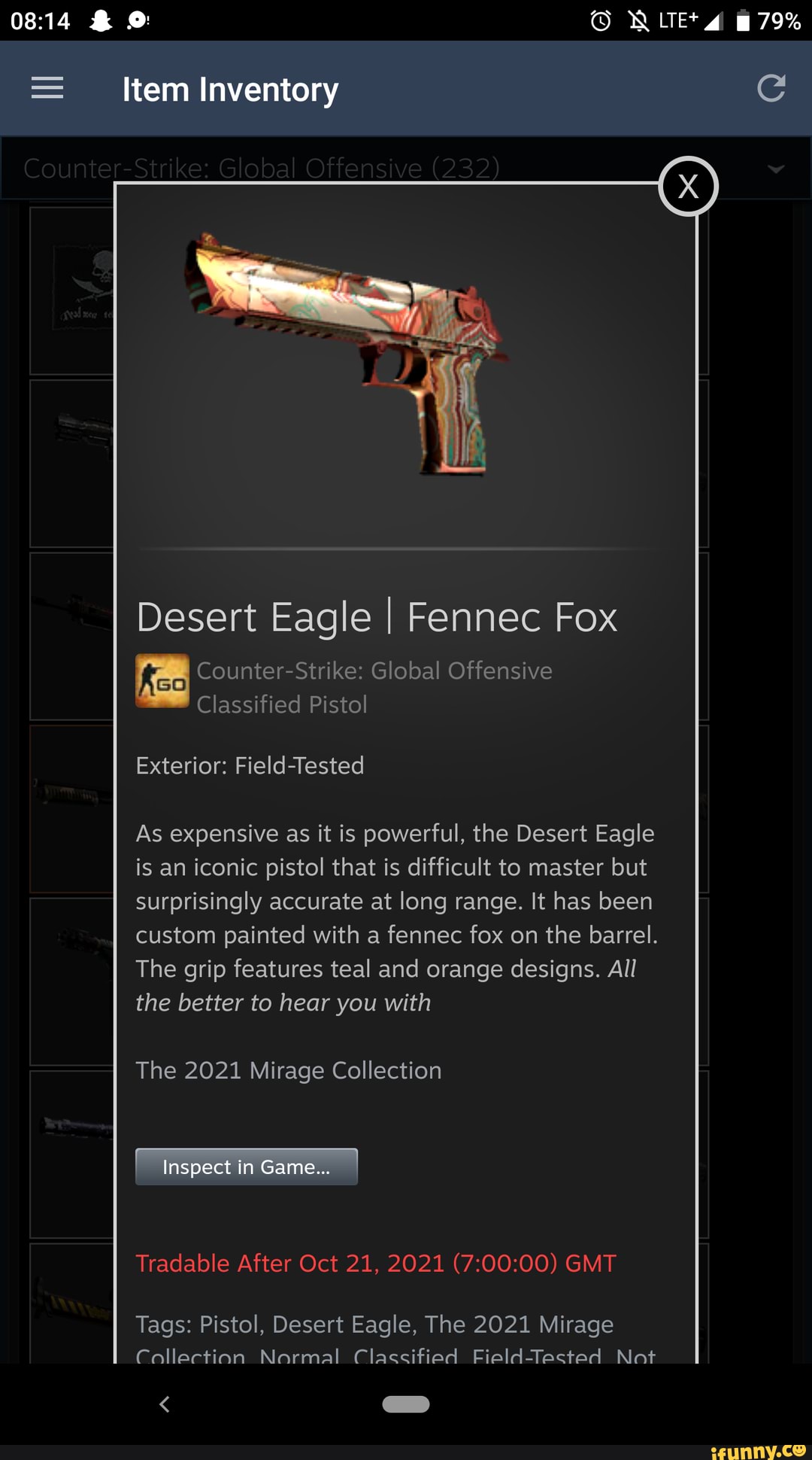 A 79% = Item Inventory Desert Eagle I Fennec Fox Counter-Strike: Global ...